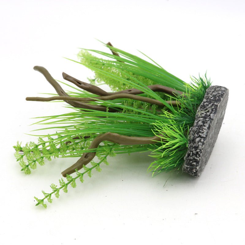 Small Artificial Aquarium Spider Wood & Mixed Vallis Plant Ornament ...